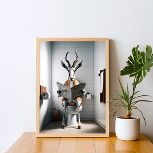 Springbok Wall Art, Funny Bathroom Print, Springbok in Toilet, Bathroom ...