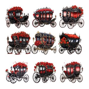 Gothic Carriage Clipart, Dark Fantasy Illustration, Gothic Art, Vintage ...