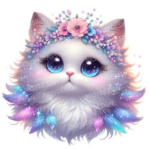 15 Cat Clipart, Sparkling Colorful Cat Clipart, Cute Cat Clipart Bundle ...