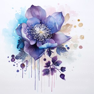 Watercolor Blue Flower Clipart, High Quality PNG, Printable Watercolor ...