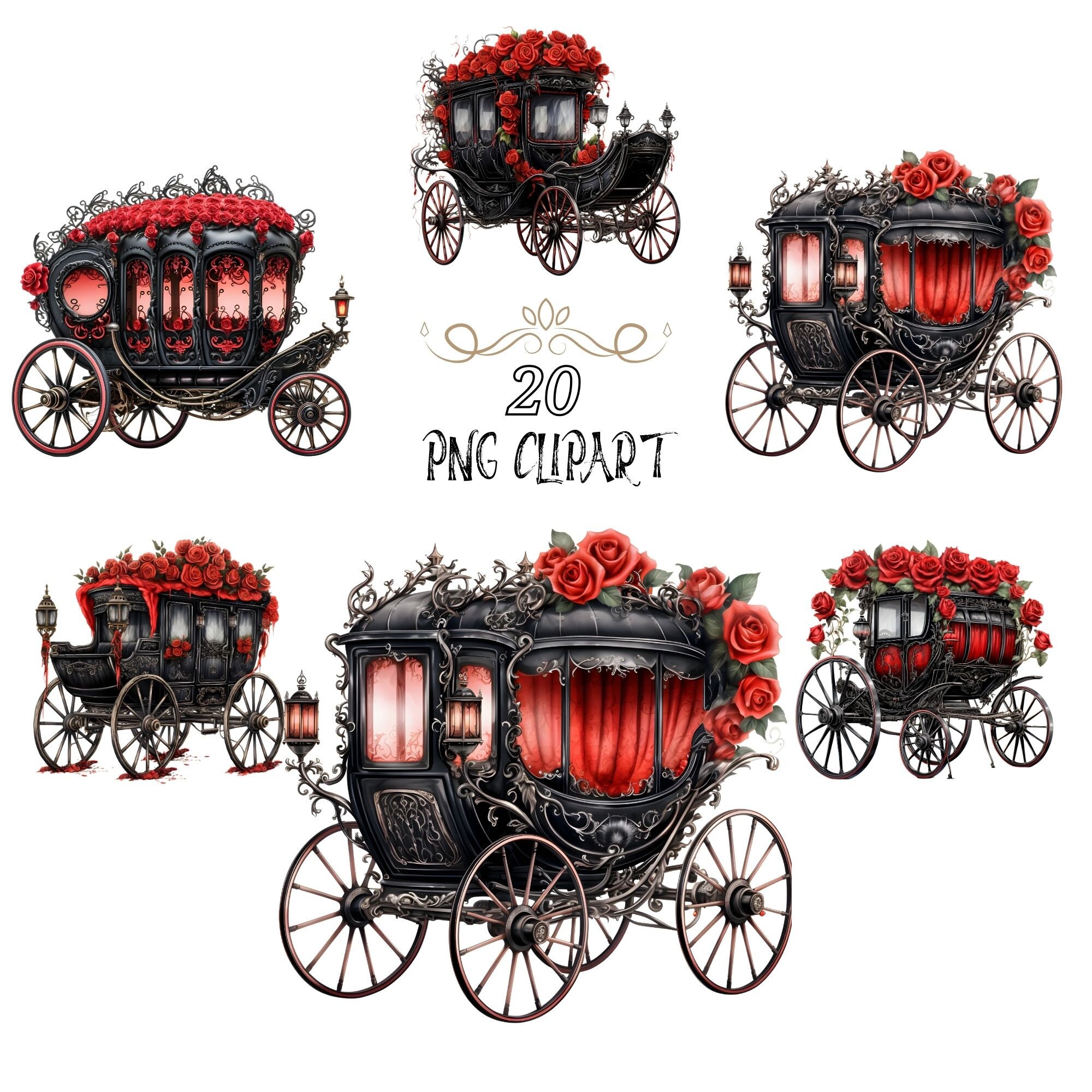 Gothic Carriage Clipart, Dark Fantasy Illustration, Gothic Art, Vintage ...