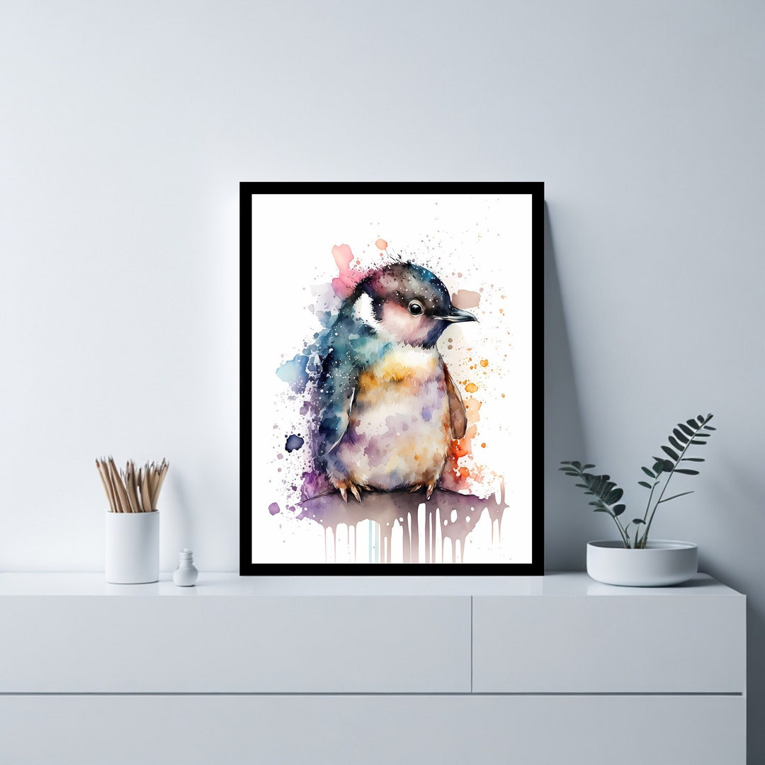 Watercolor Baby Penguin, PRINTABLE ART, Penguin Print, Penguin Poster ...