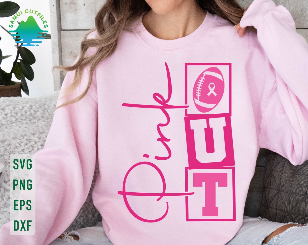 Pink Out Football Svg, Fight Cancer Pink Ribbon Svg, Pink Out Svg ...