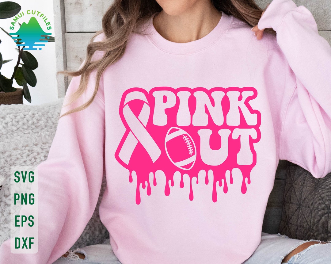 Pink Out Football Svg, Fight Cancer Pink Ribbon Svg, Pink Out Svg ...