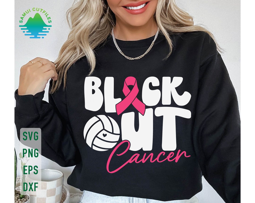 Block Out Cancer Volleyball Svg, Volleyball Breast Cancer Svg, Pink ...