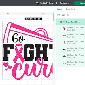 Go Fight Cure Cheer Svg, Breast Cancer Awareness Svg, Pink Out Svg ...
