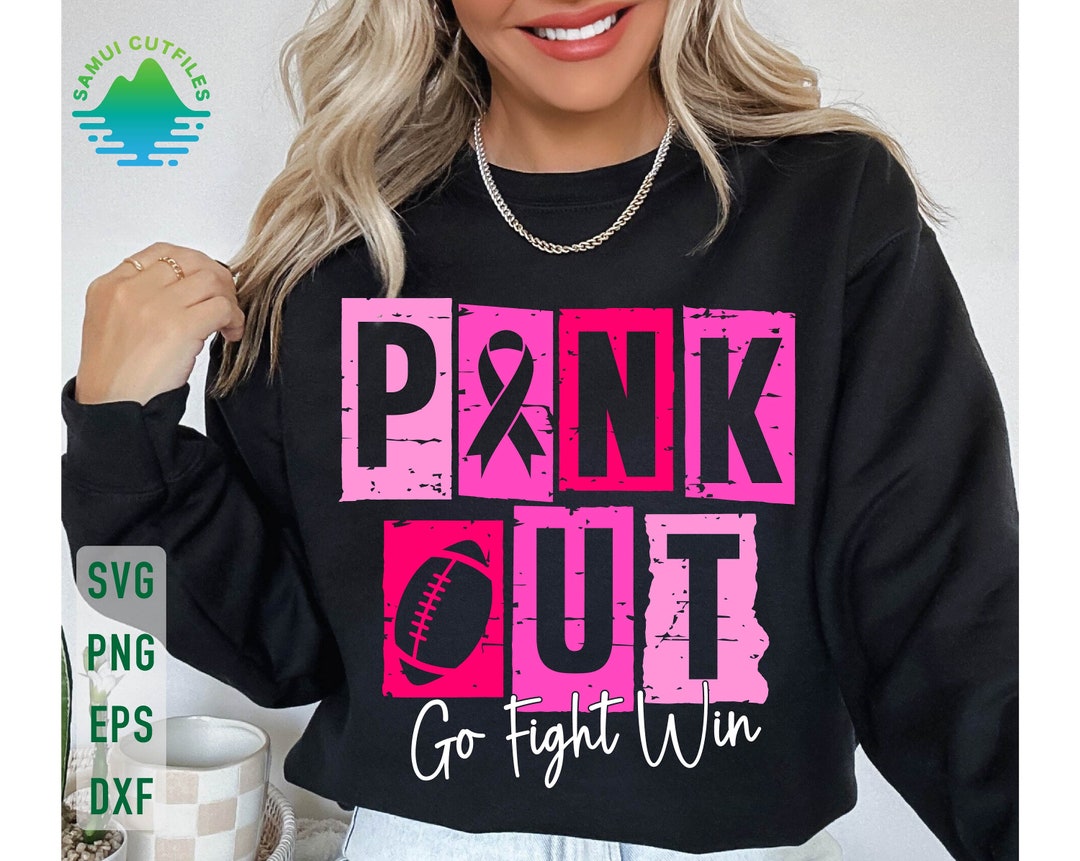 Pink Out Football Svg, Fight Cancer Pink Ribbon Svg, Pink Out Svg ...