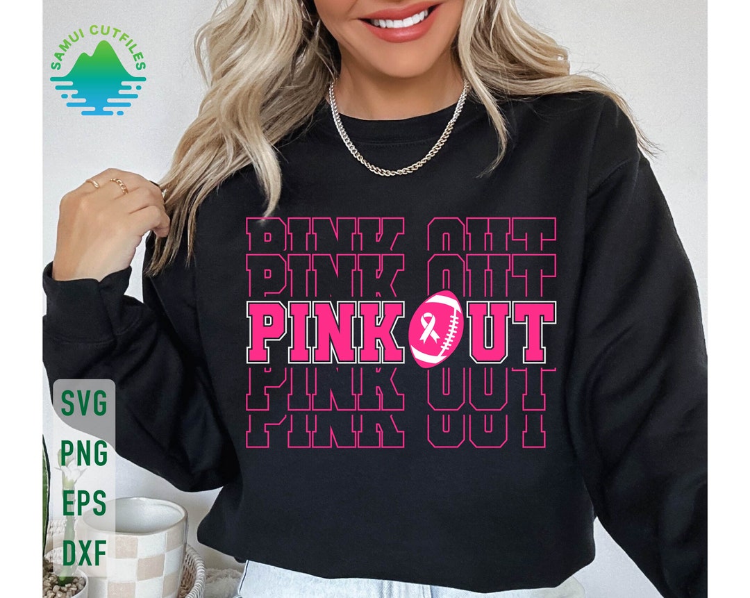 Pink Out Football Svg, Fight Cancer Pink Ribbon Svg, Pink Out Svg ...