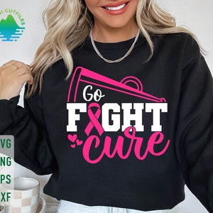 Go Fight Cure Cheer Svg, Breast Cancer Awareness Svg, Pink Out Svg ...