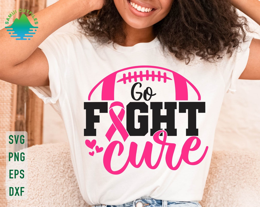 Go Fight Cure Football Svg, Breast Cancer Awareness Svg, Pink Out Svg ...