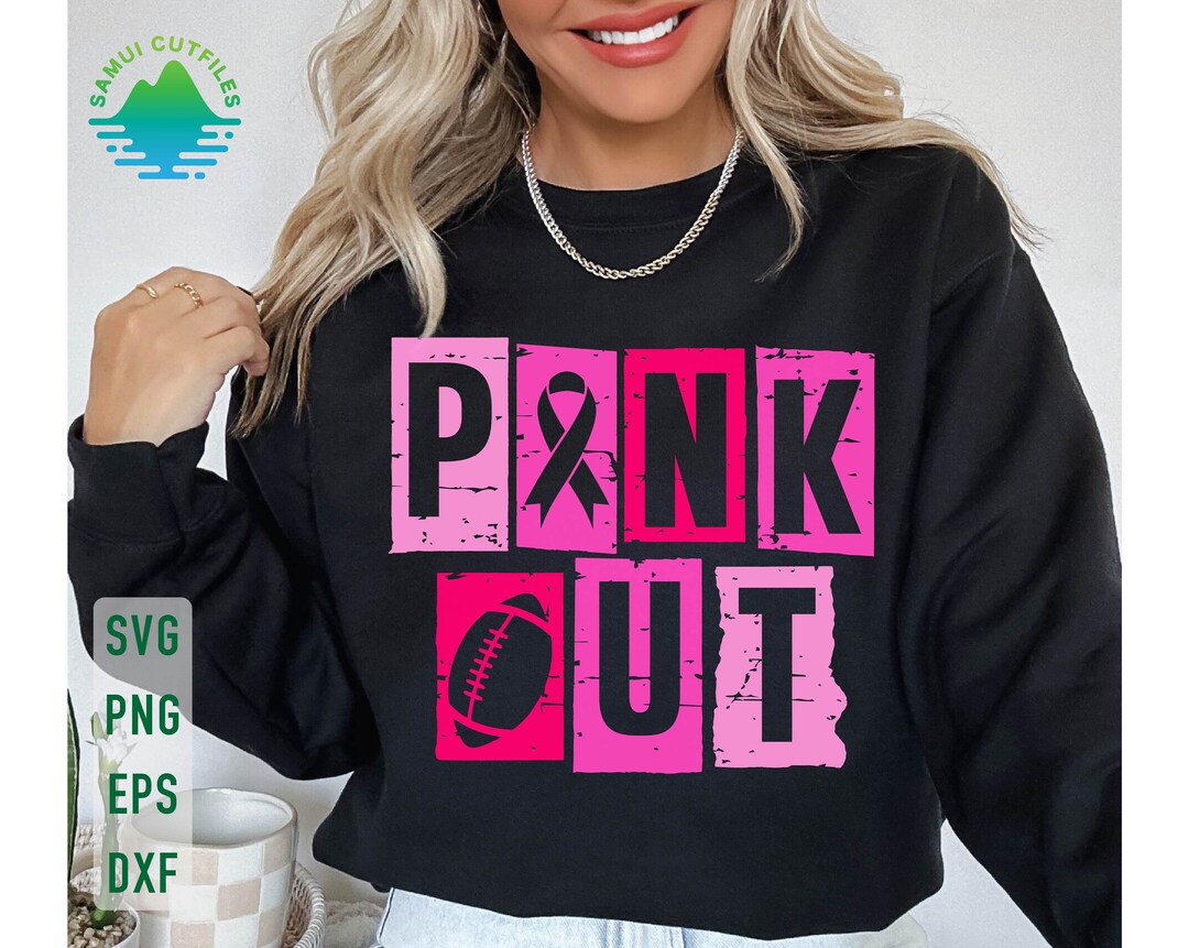 Pink Out Football Svg, Fight Cancer Pink Ribbon Svg, Pink Out Svg ...