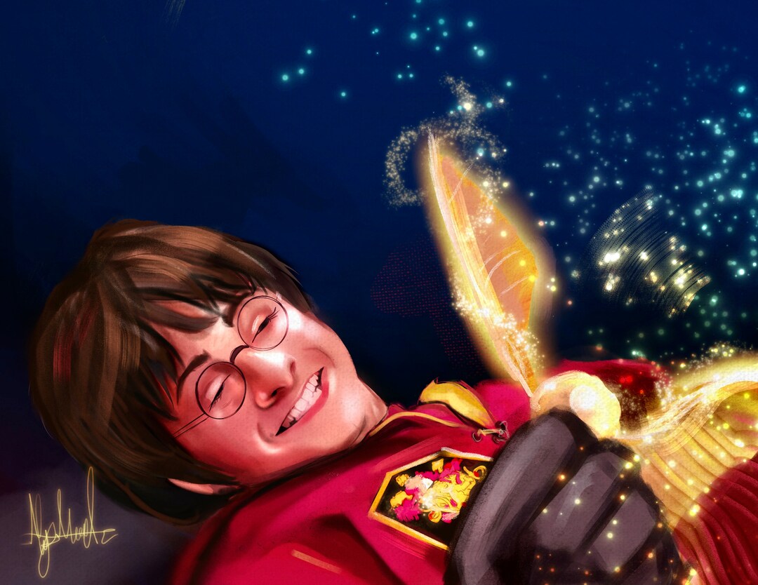 Harry Catches the Golden Snitch Print - Etsy