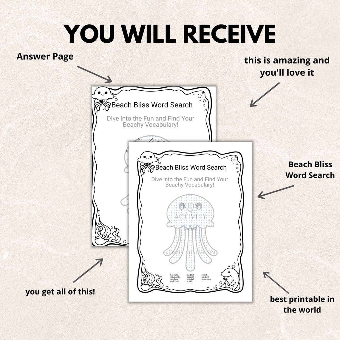 Beach Word Search Puzzle Printable, Summer Activities for Kids ...