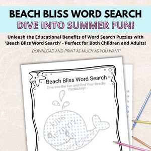Beach Word Search Puzzle Printable, Summer Activities for Kids ...