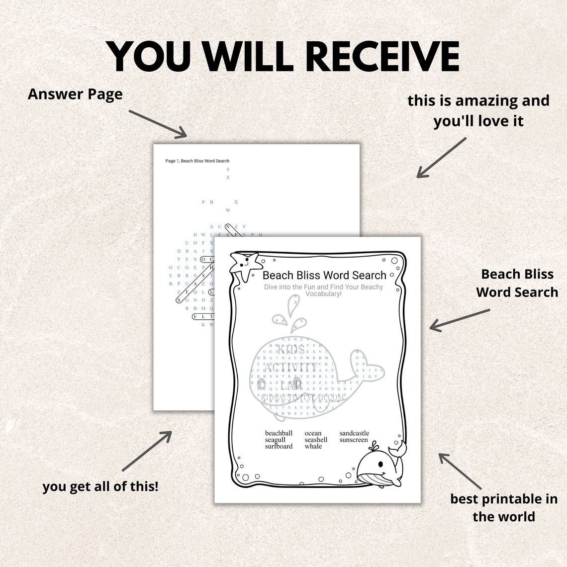 Beach Word Search Puzzle Printable, Summer Activities for Kids ...