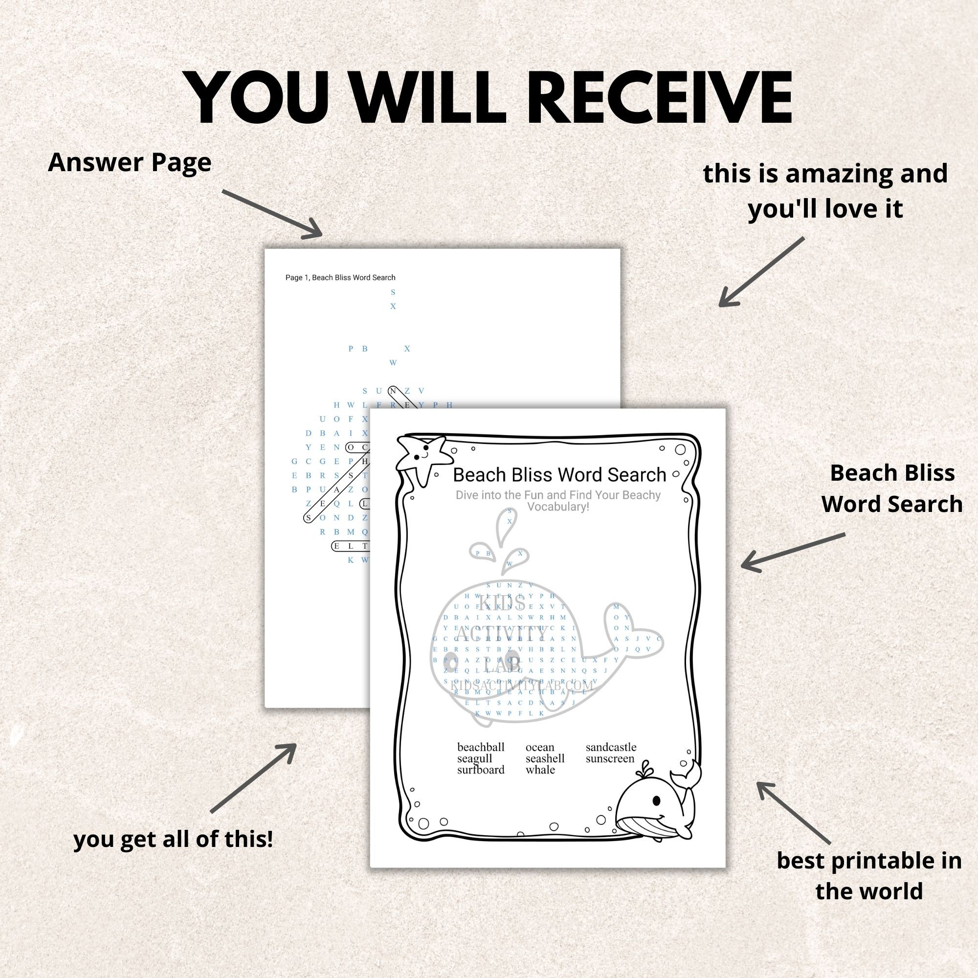 Beach Word Search Puzzle Printable, Summer Activities for Kids ...