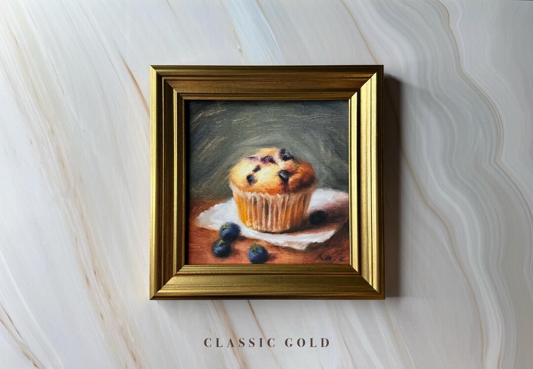 Blueberry Muffin Oil Painting Print: Kitchen Food Art, Framed Option - Etsy