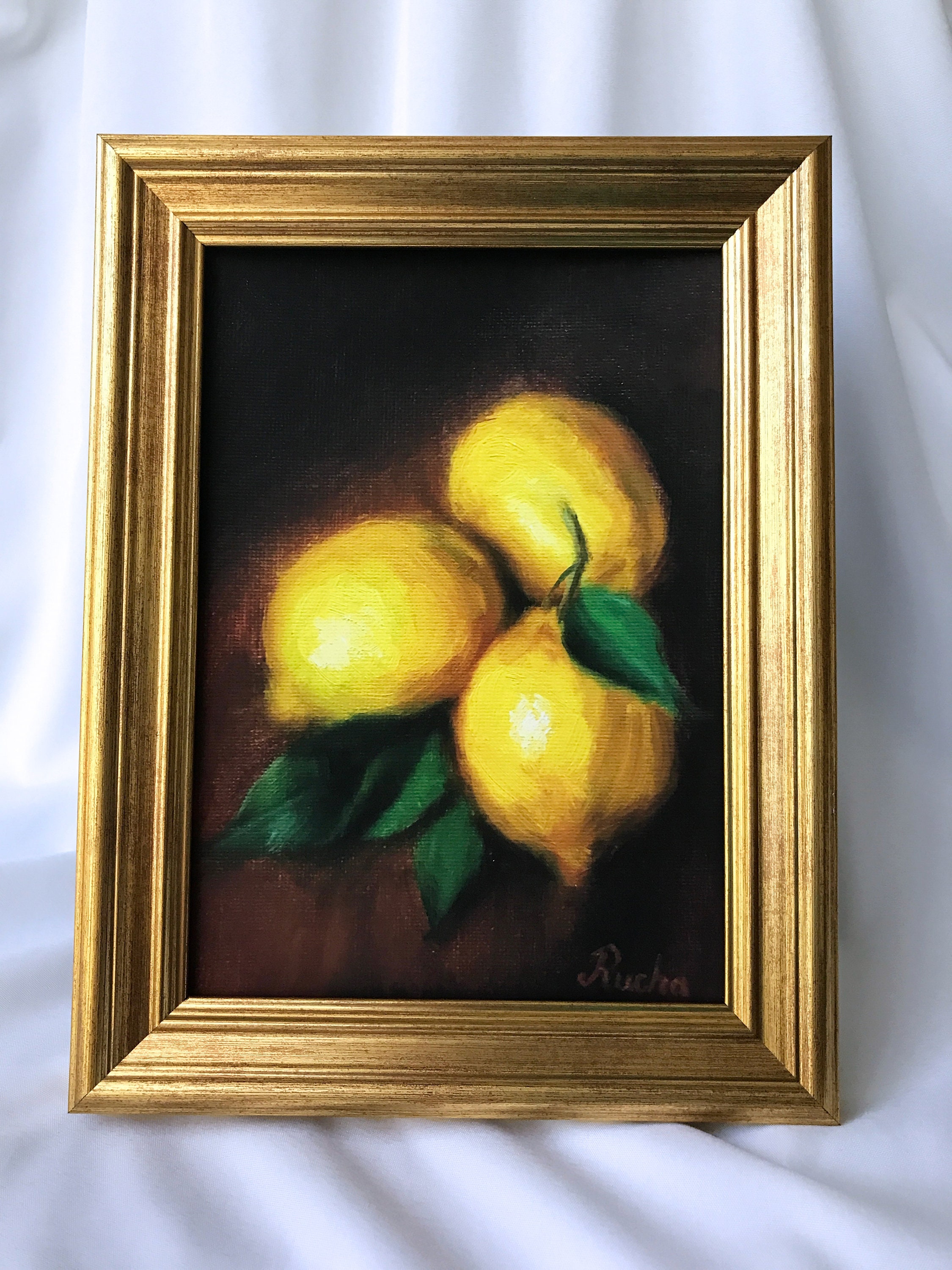 Three Lemons Print, Fine Art Print, Lemons Decor, Lemon Painting, Food ...