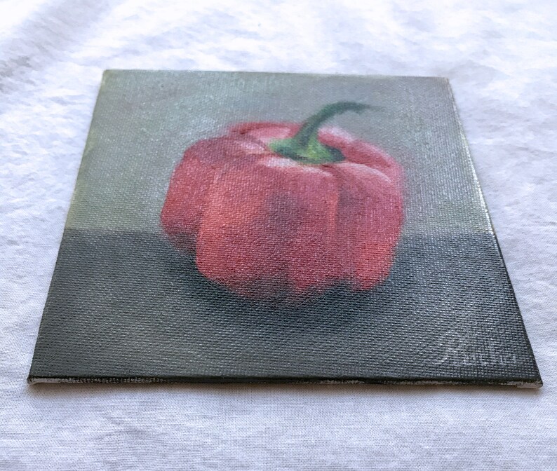 Original Oil Painting Red Bell Pepper Painting Food Wall Art - Etsy