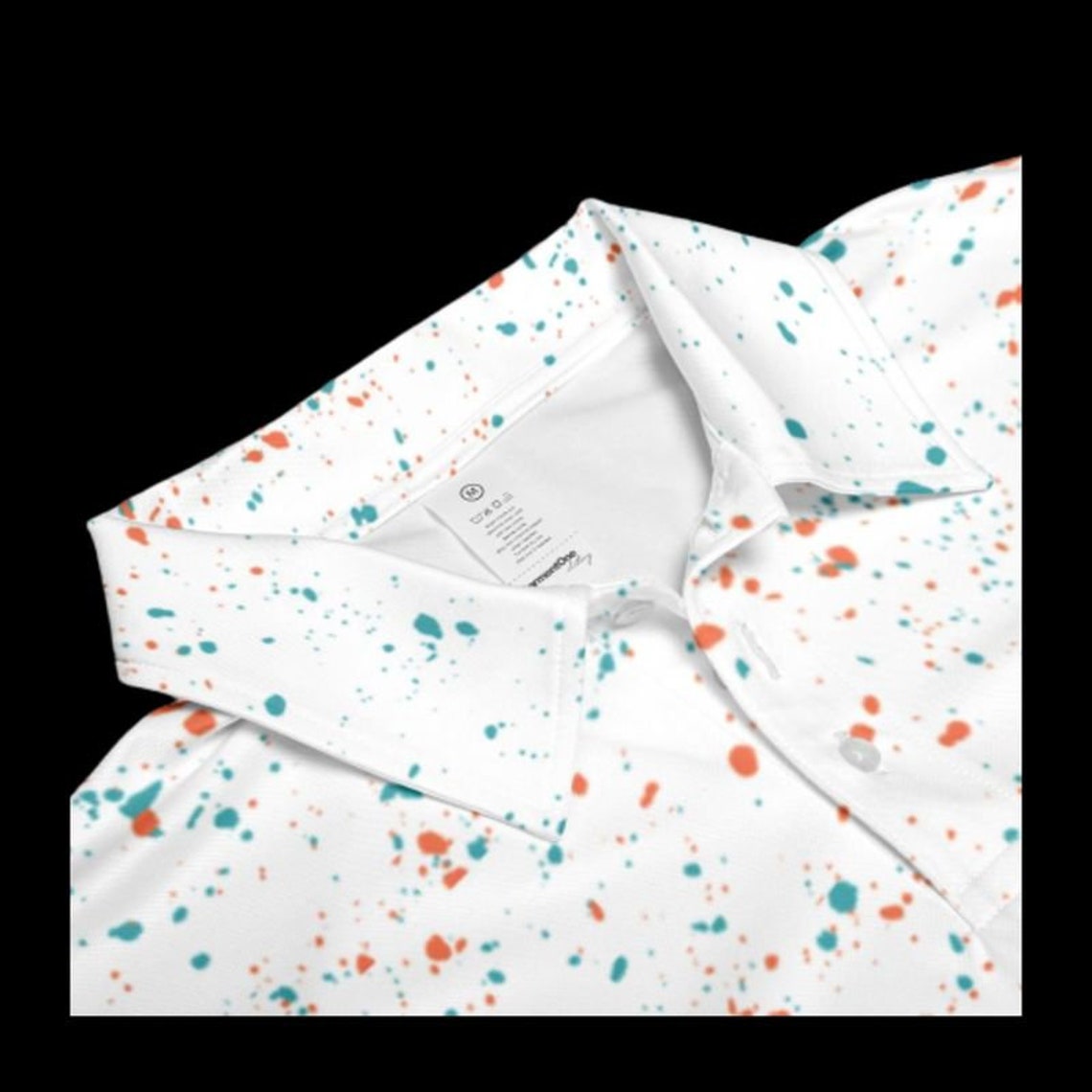 Aqua-orange Paint Splatter Golf Polo Shirt for Men - Etsy