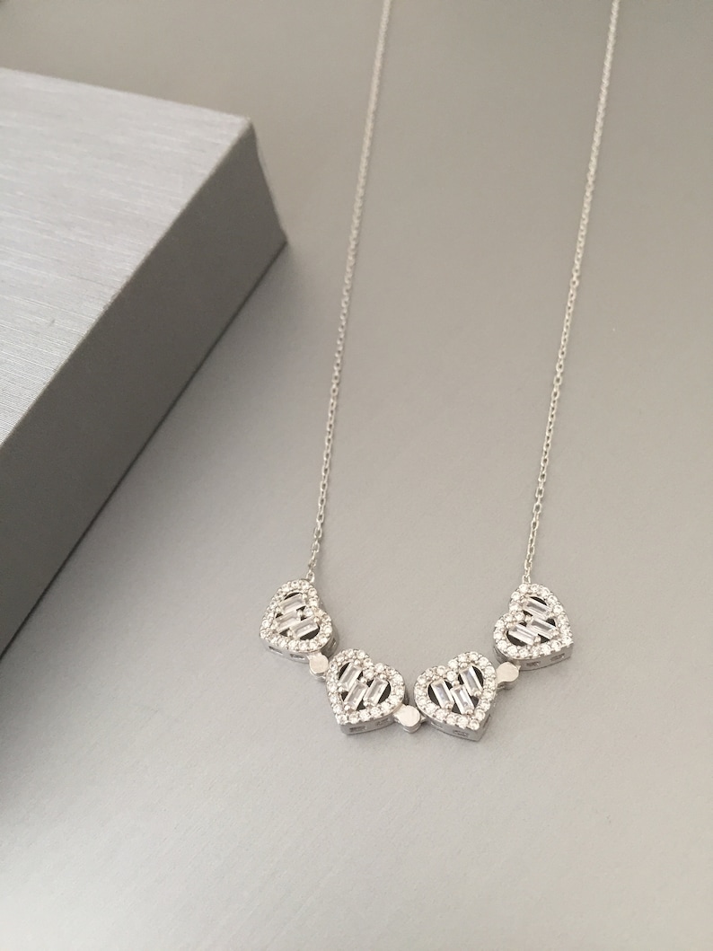 925 Sterling Silver Magnetic Heart Necklace-4 Hearts Clover Design ...