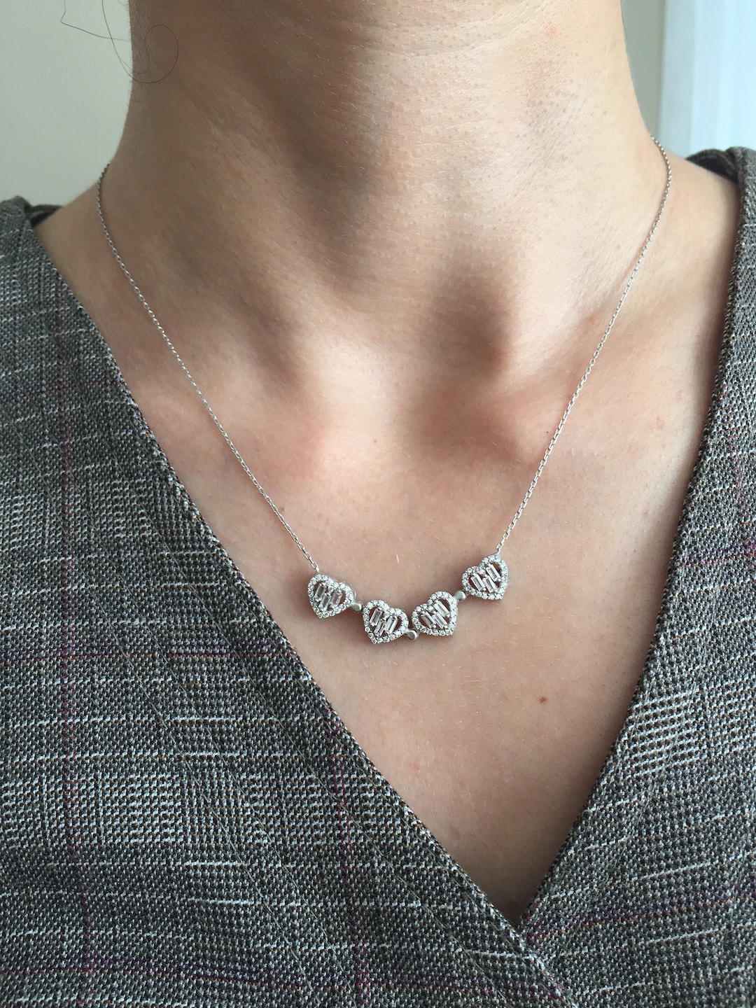 925 Sterling Silver Magnetic Heart Necklace-4 Hearts Clover Design ...