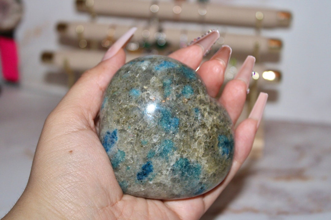 Lazulite in Quartz Heart Crystal - Etsy