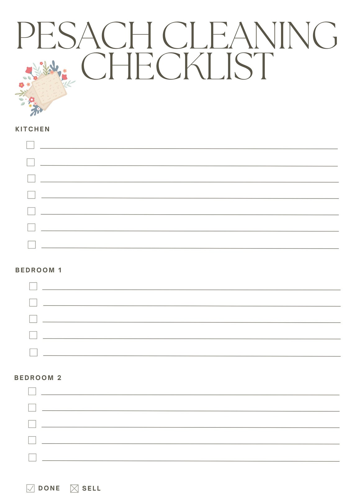 Pesach Cleaning Checklist Passover Cleaning Checklist Printable - Etsy