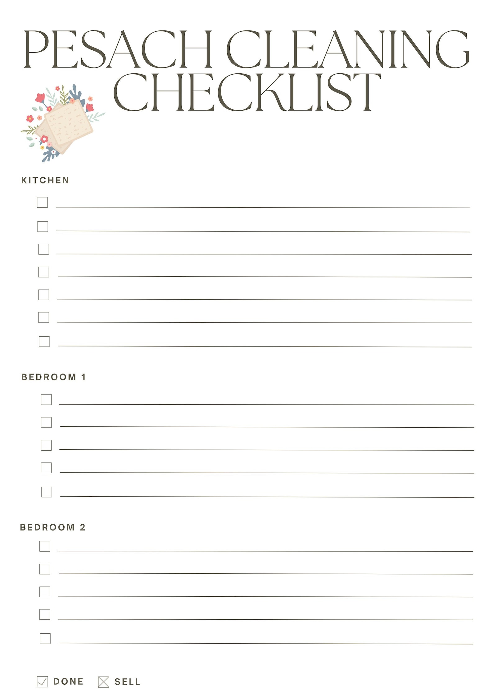 Pesach Cleaning Checklist Passover Cleaning Checklist Printable - Etsy