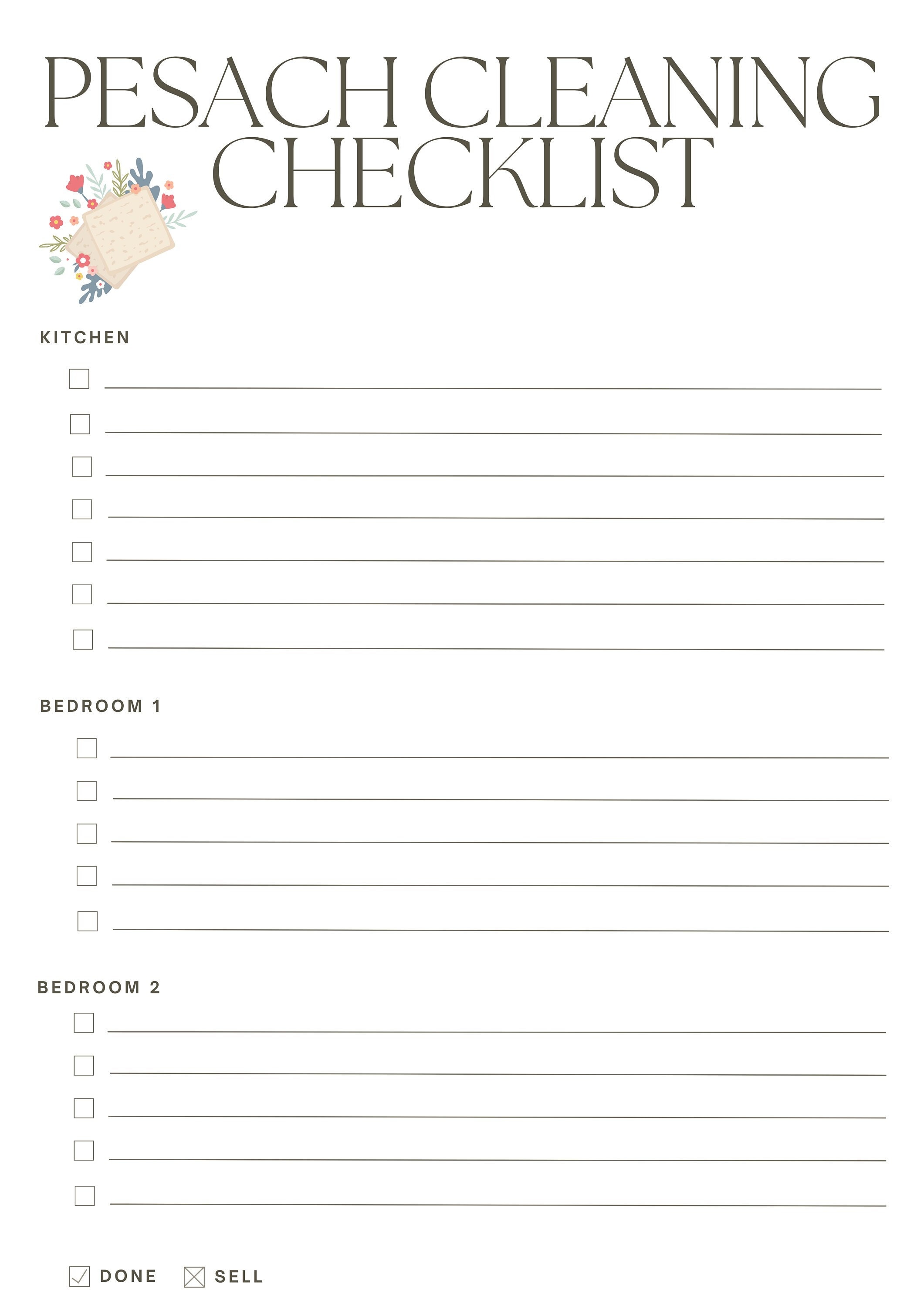 Pesach Cleaning Checklist Passover Cleaning Checklist Printable - Etsy
