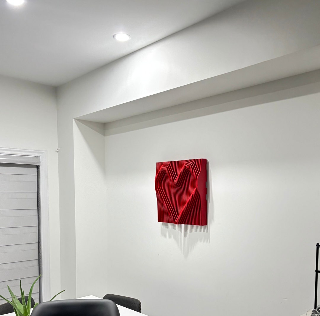 Crimson Heart Parametric 3D Wall Art – Handmade Heart-shaped Sculpture ...