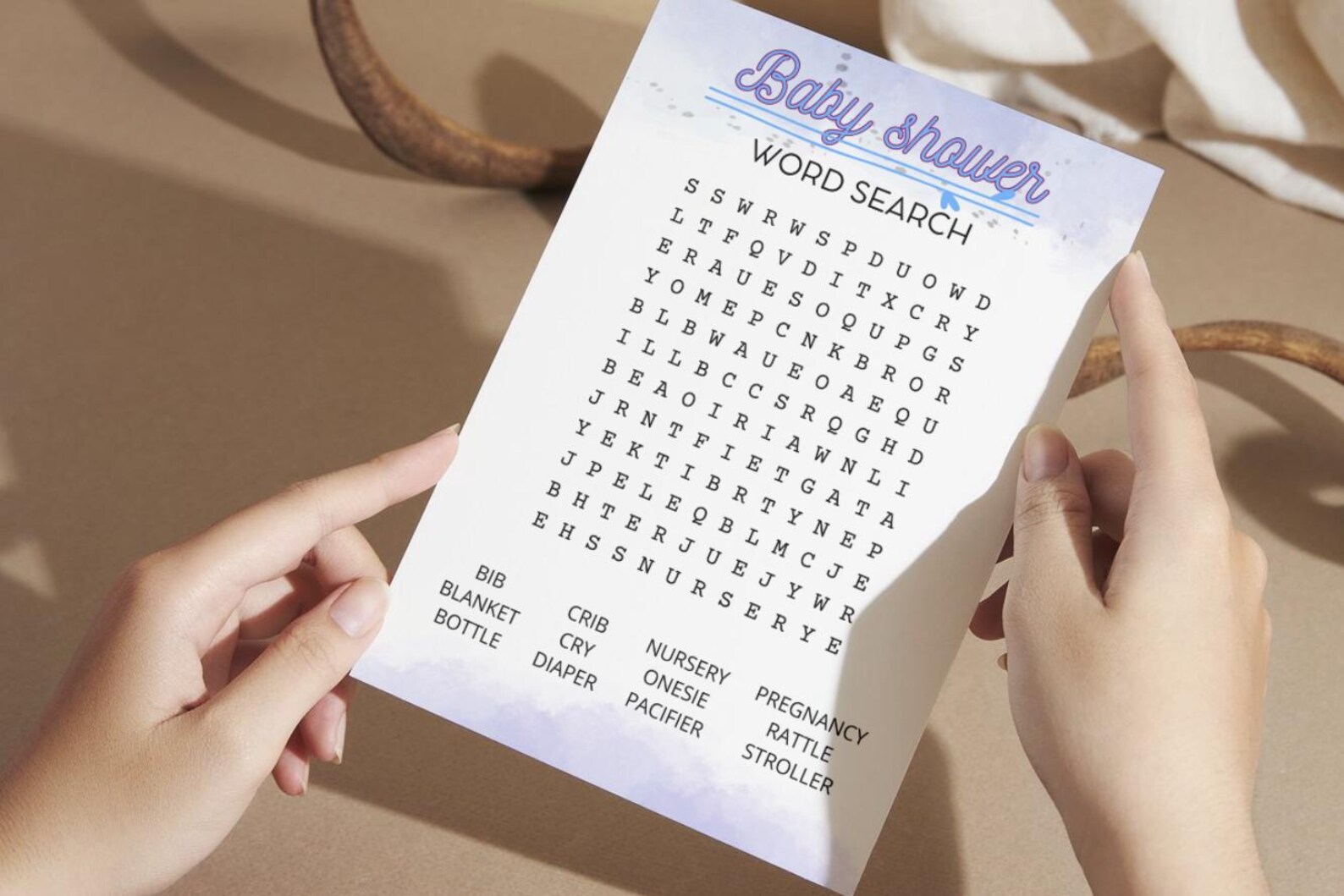 Baby Shower Word Search, Blue Baby Shower Games, Printable Baby Game ...