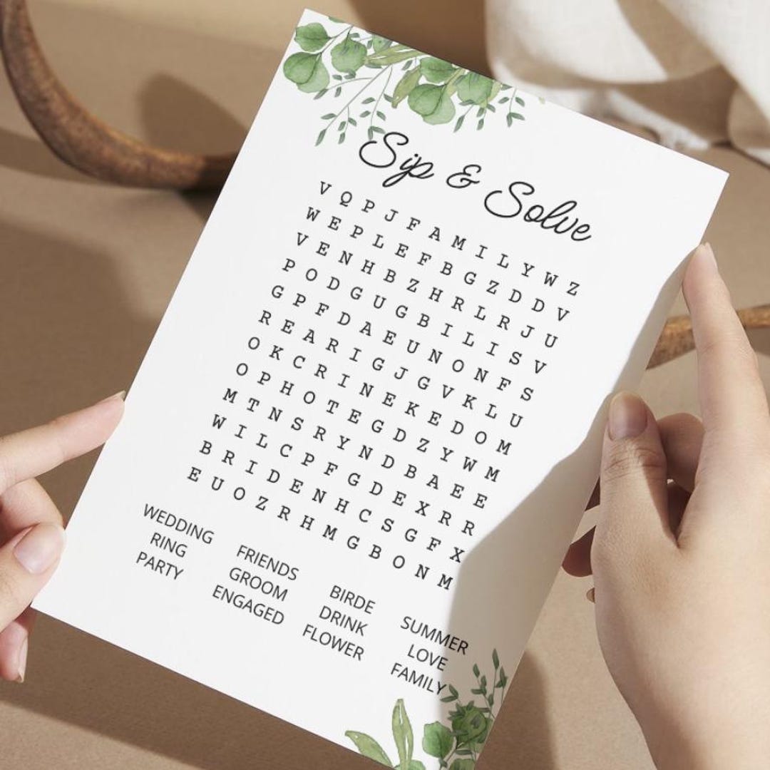 Wedding Word Search, Sip and Solve Games, Printable Party Game, Funny ...
