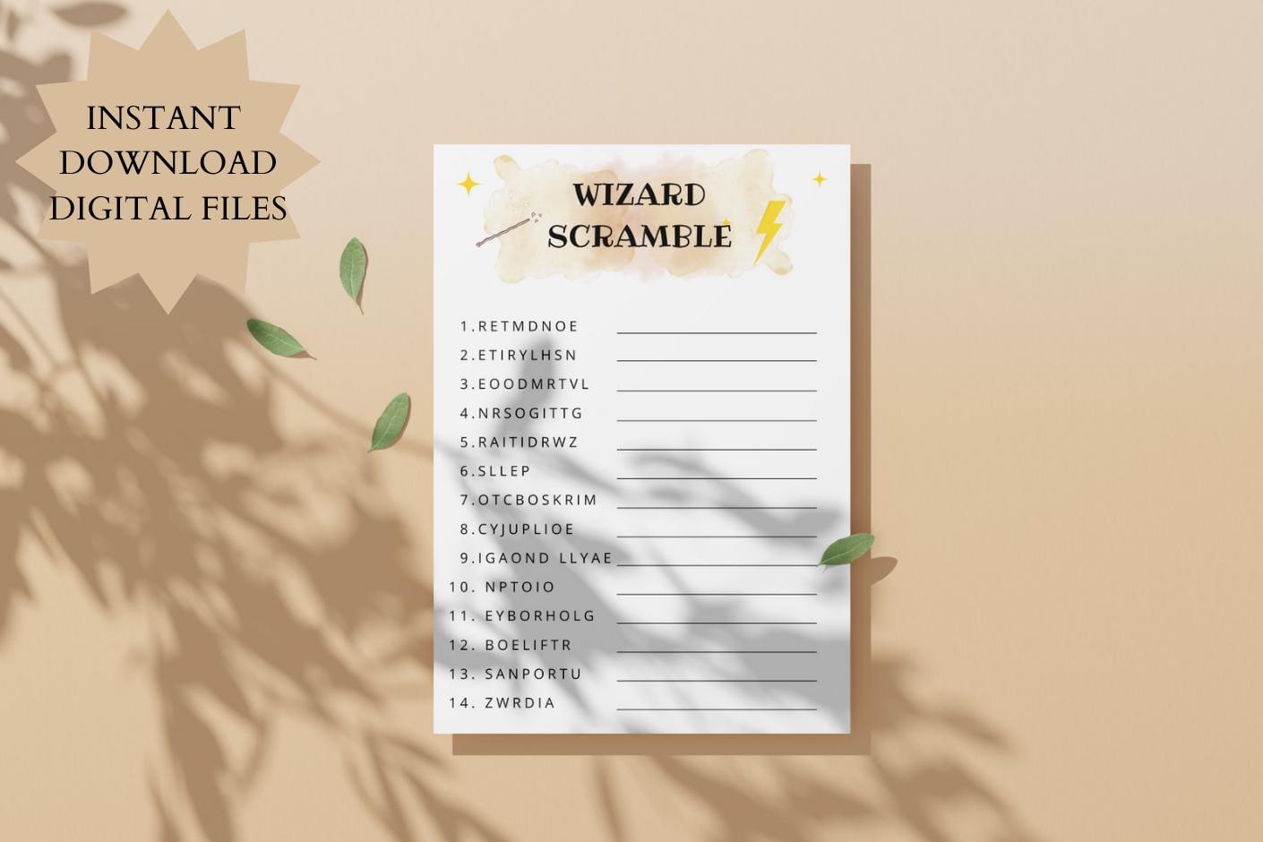 Wizard Word Scramble, Harry Potter Game Party, Birthday Party With ...