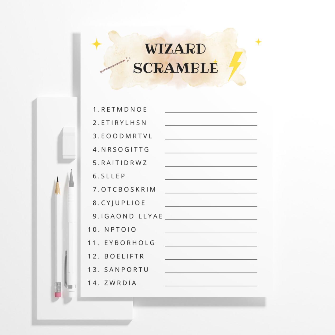 Wizard Word Scramble, Harry Potter Game Party, Birthday Party With ...