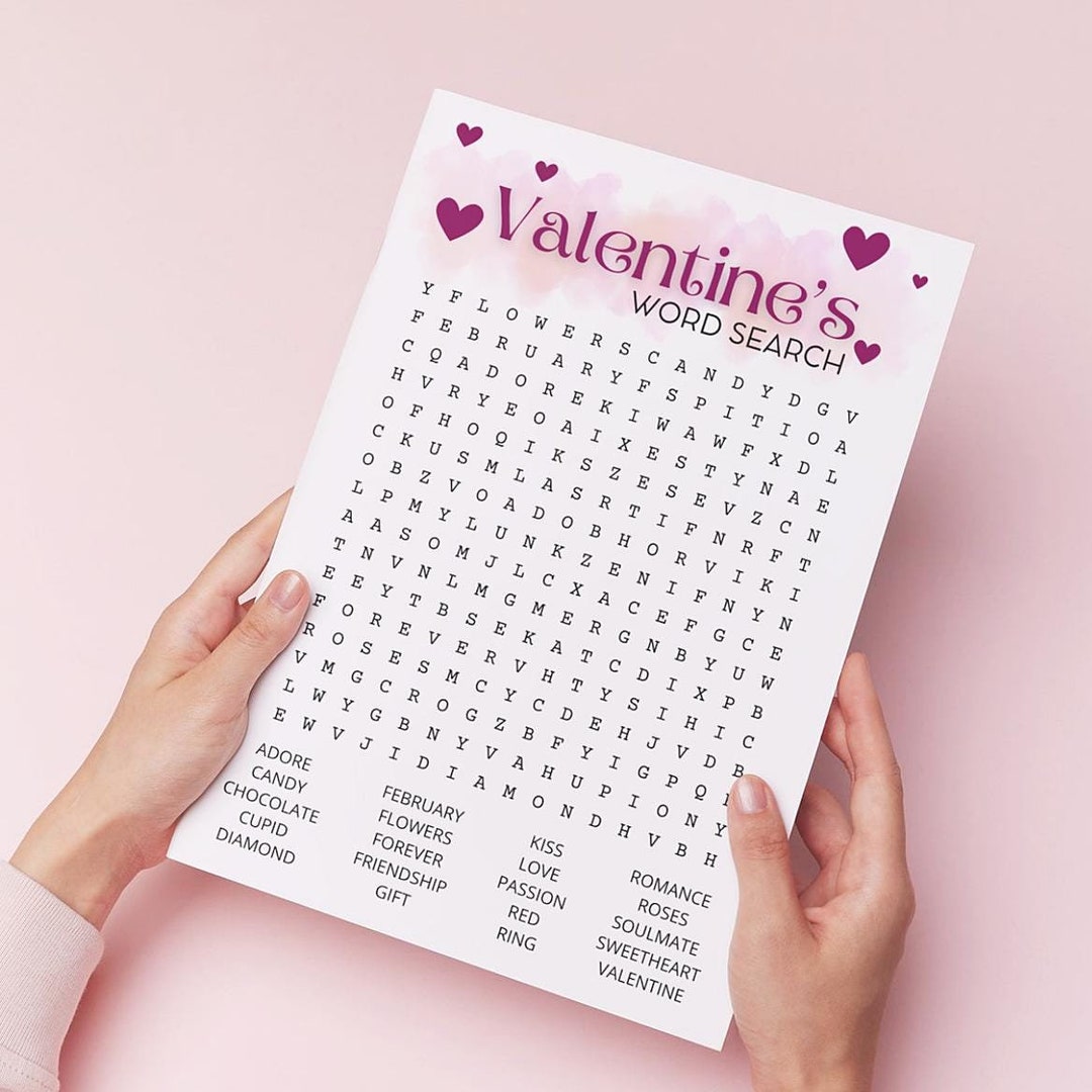 Valnetine's Day Word Search, Pink Valentine's Games, Fun Valentine's ...