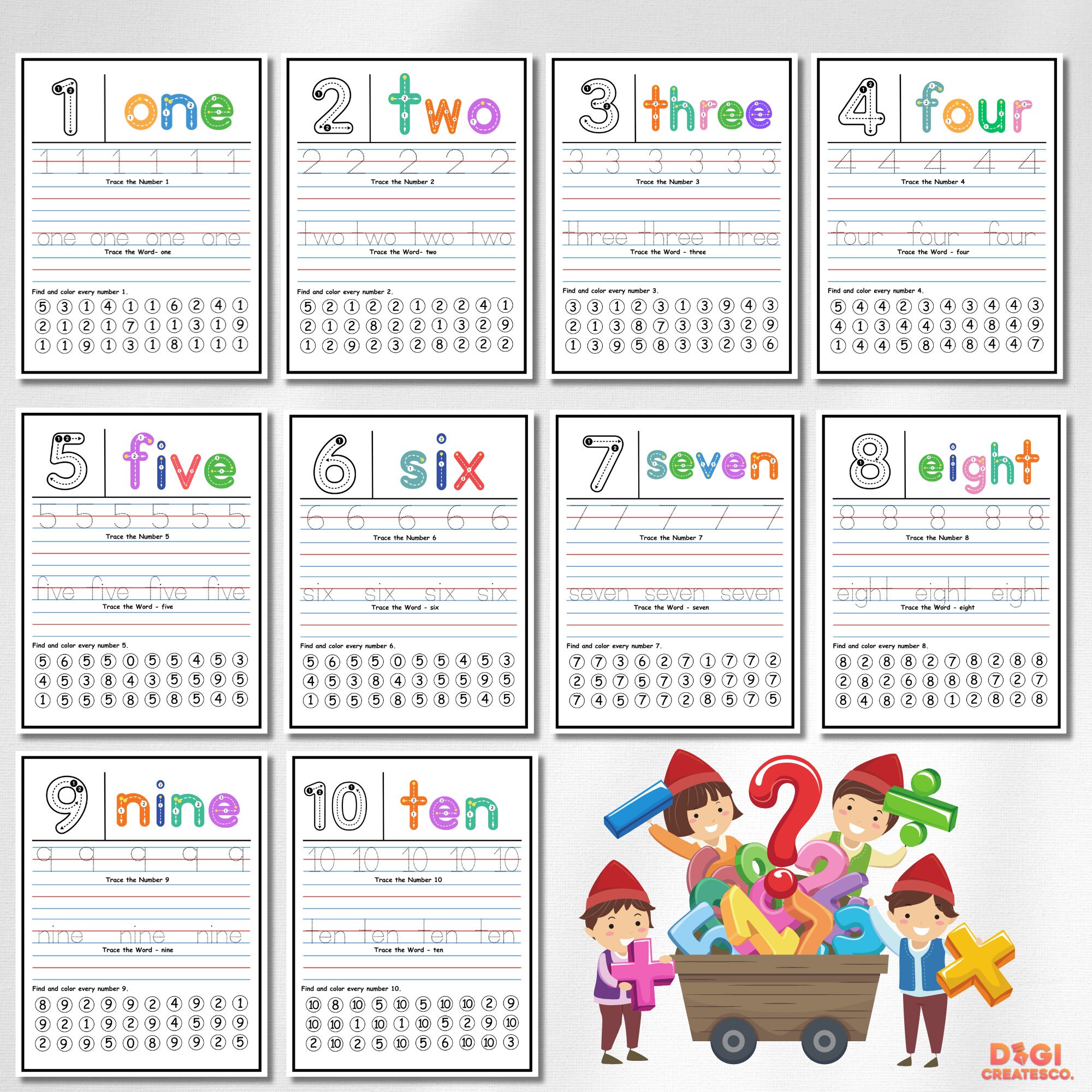 Number Tracing Worksheet Printable Number Practice Tracing for - Etsy