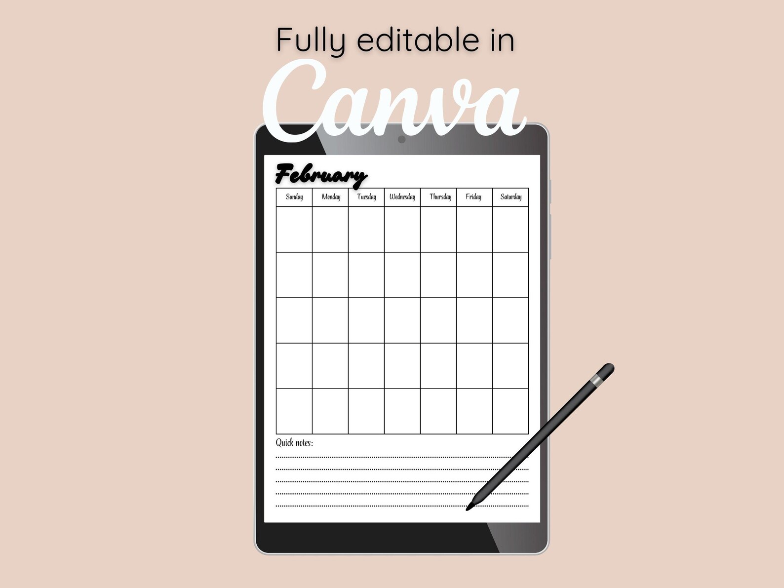 12 Month Undated Calendar Template Blank Printable Calendar Editable ...