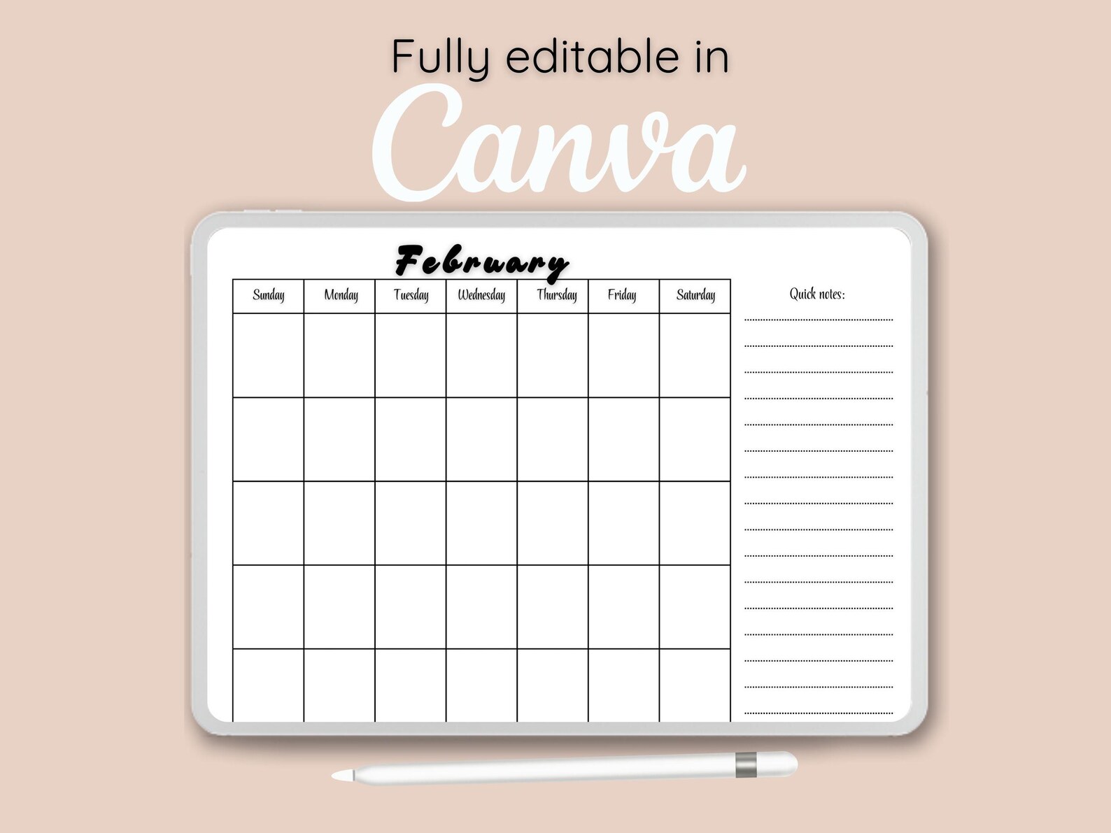 12 Month Undated Calendar Template Blank Printable Calendar Editable ...