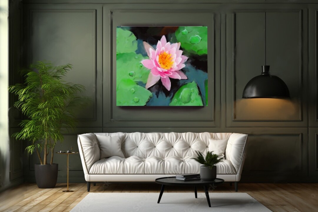 Lotus Flower Painting, Abstract Flower Painting - Etsy