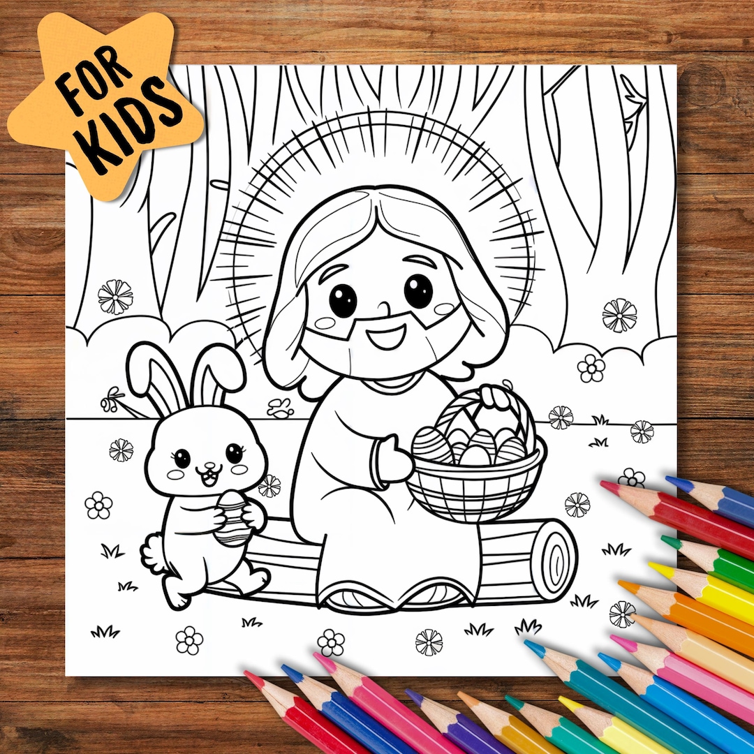 Jesus and Easter Bunny Coloring Page – Christian Easter Activity ...