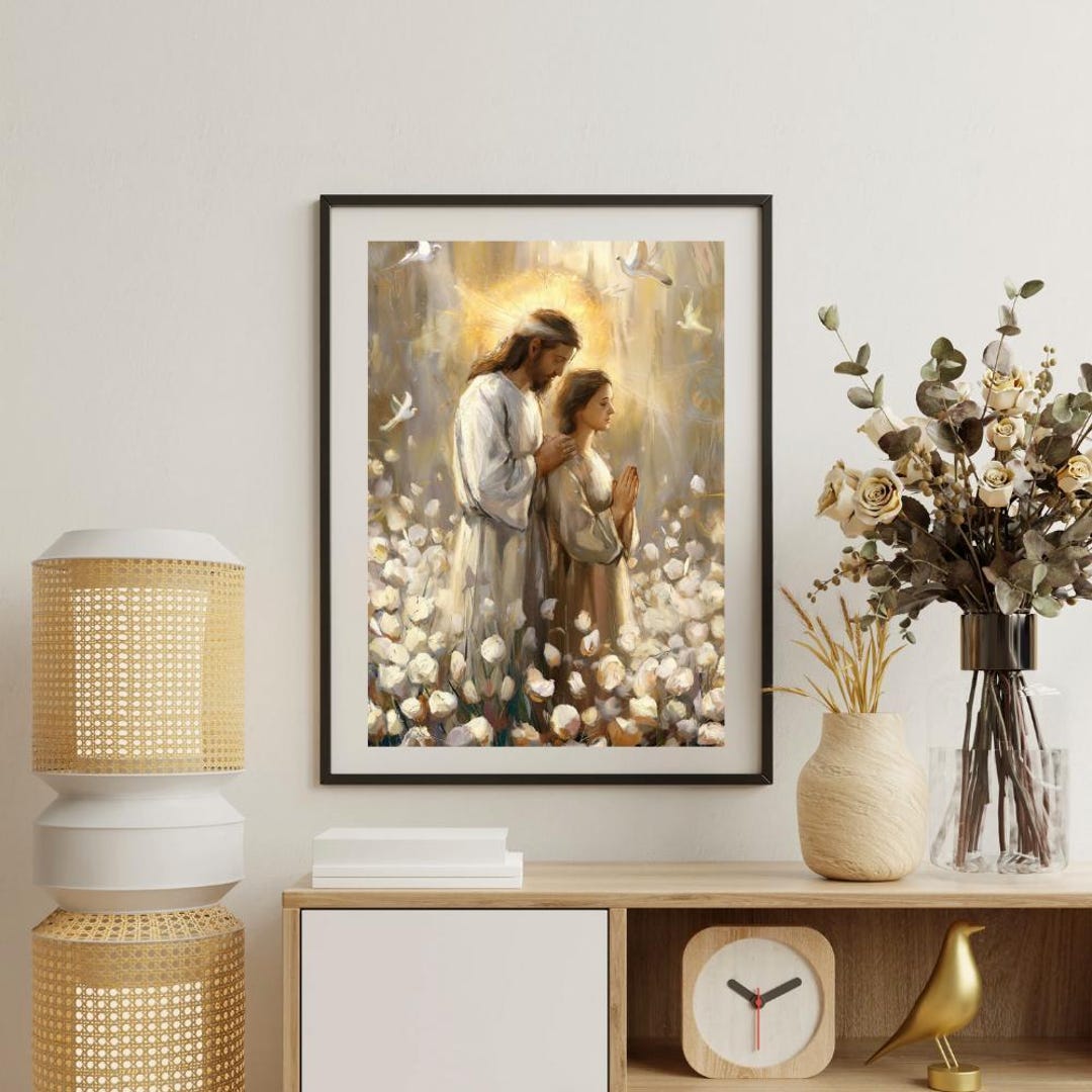 Jesus Blessing Girl, Christian Art Print, Jesus Prayer, LDS Painting ...