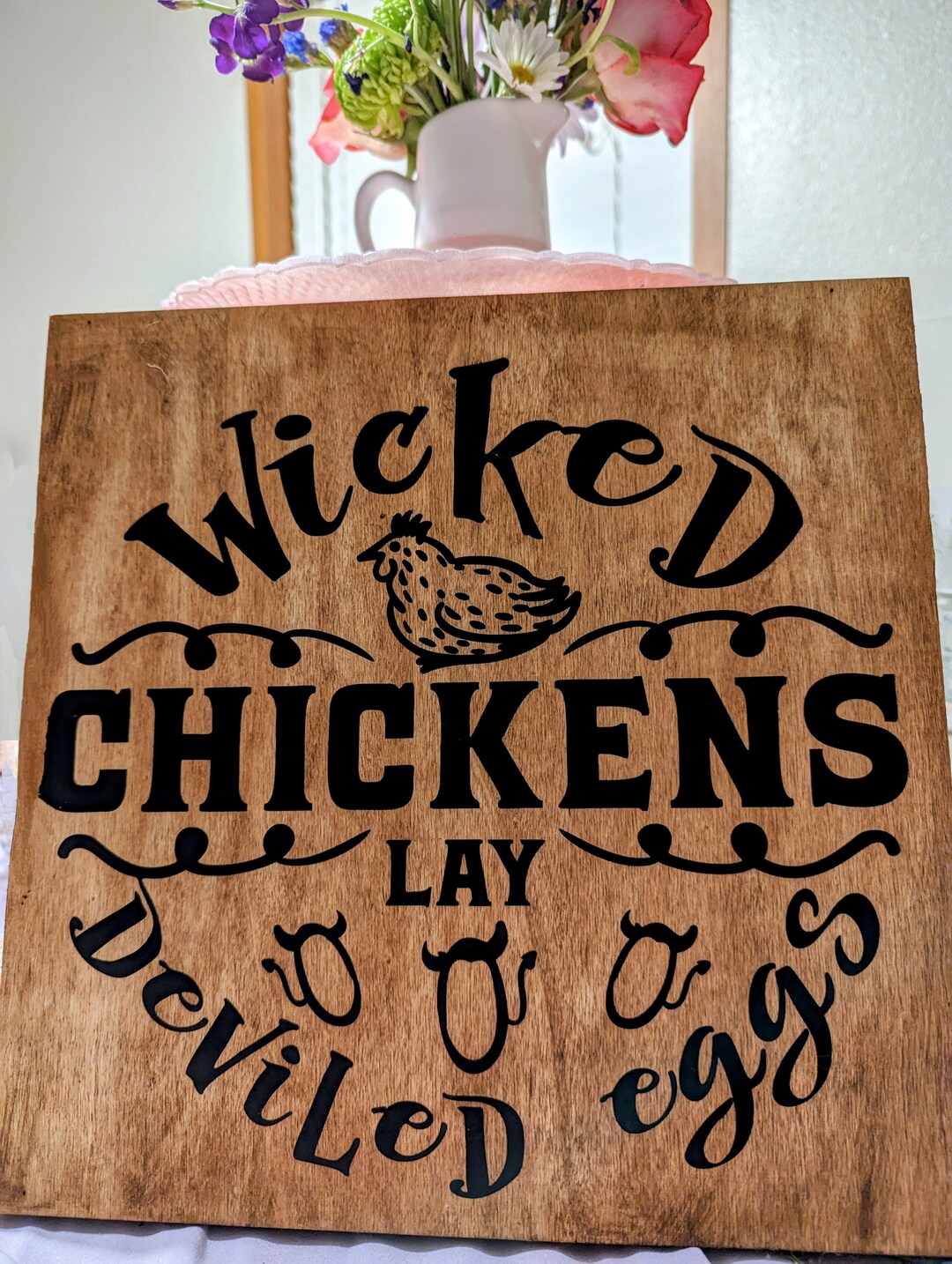 Wicked Chickens Lay Devilled Eggs Fun Wooden Sign - Etsy