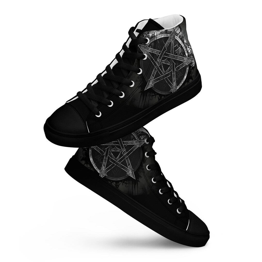 Men’s Pentagram High Top Canvas Shoes - Etsy