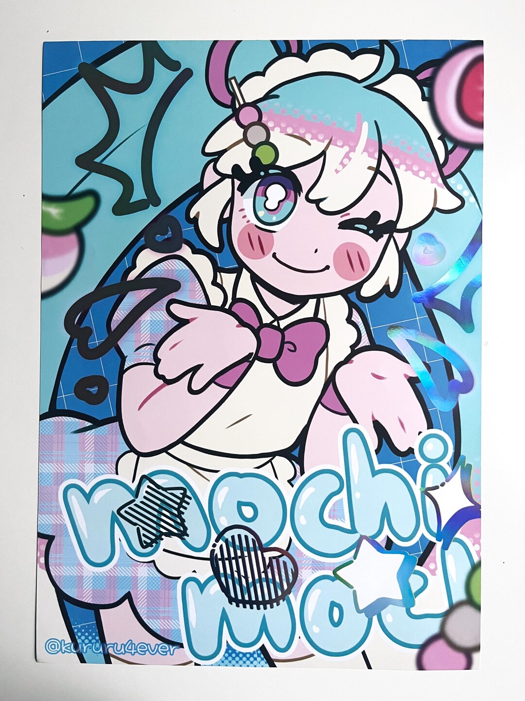 Mochi Mochi Miku A3 Poster With Holographic Rainbow Foil - Etsy
