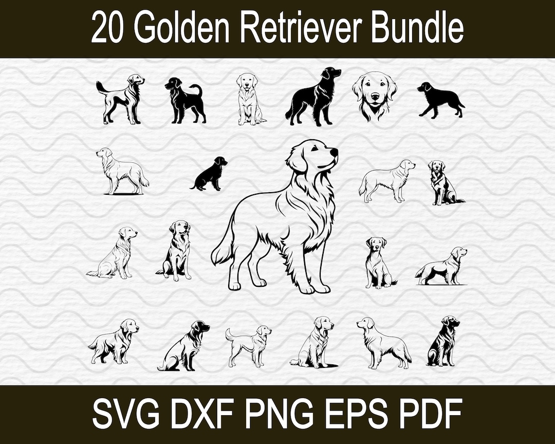 Golden Retriever SVG Bundle – Png, Svg, Dxf, Eps, Pdf Files for T-shirt ...