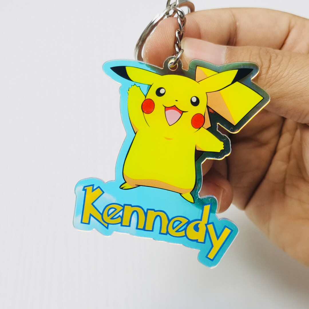 Pokemon Custom Name Keychain Pikachu Name Keychainname - Etsy
