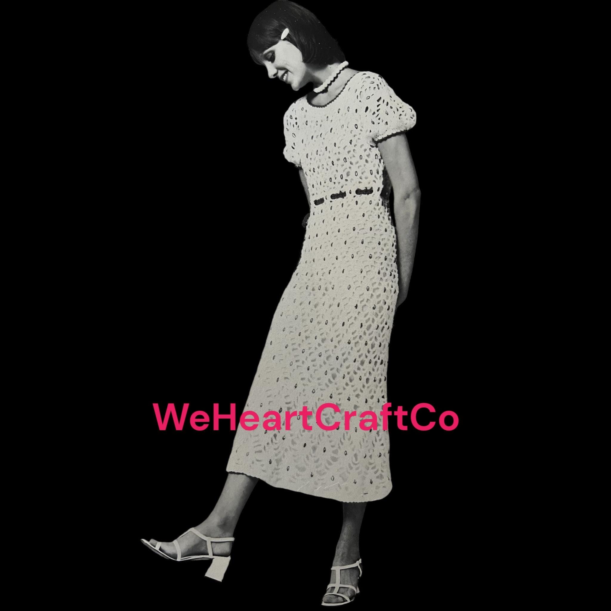 Puff Sleeve Dress Crochet Pattern PDF Download, Vintage Pattern ...