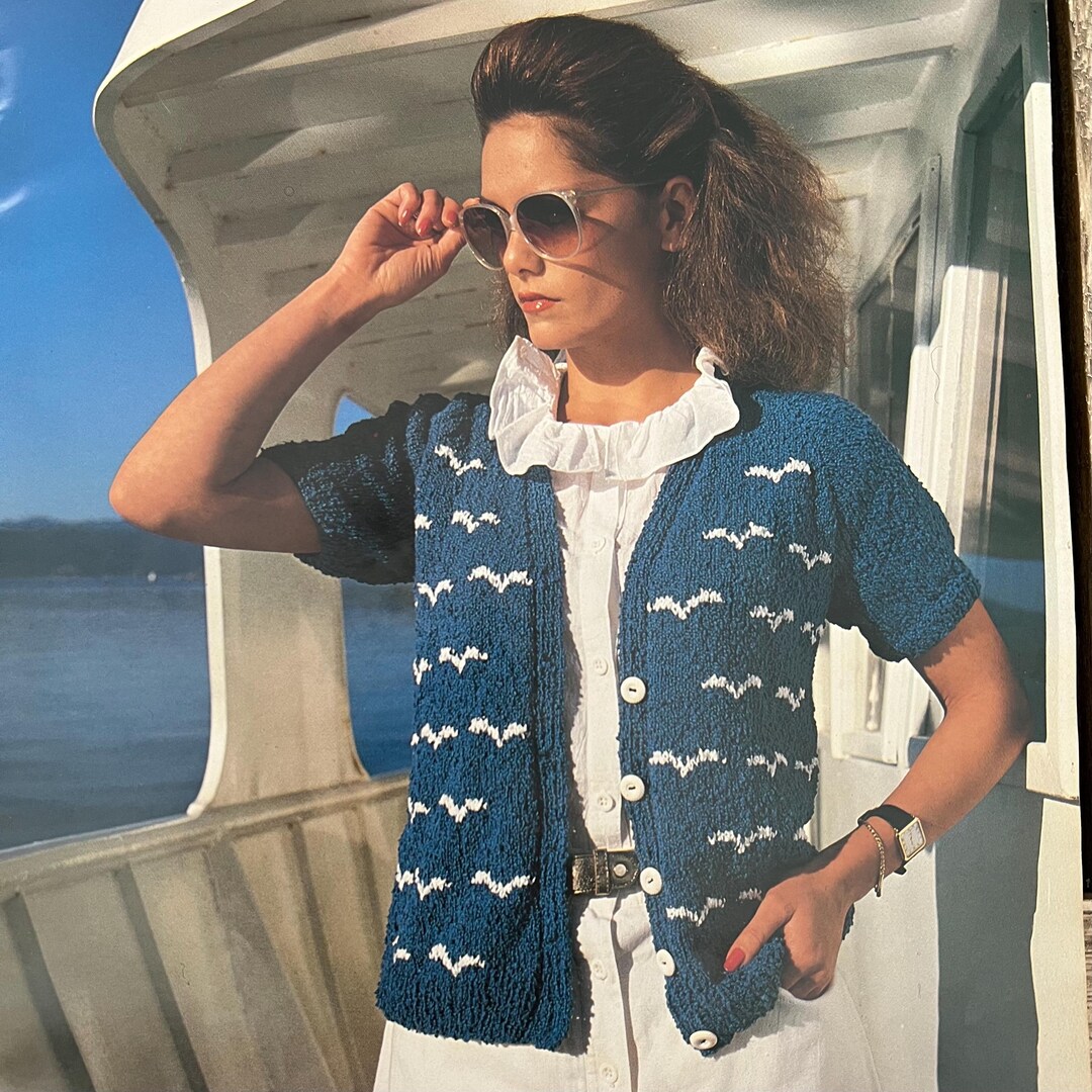 Seagull Print Cardigan Knitting Pattern Vintage PDF Download, Vintage ...