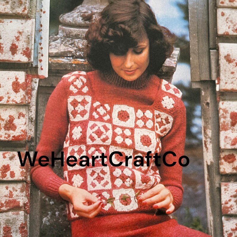 Vintage 1970s Granny Square Crochet Top Pattern (PDF Download) - Etsy